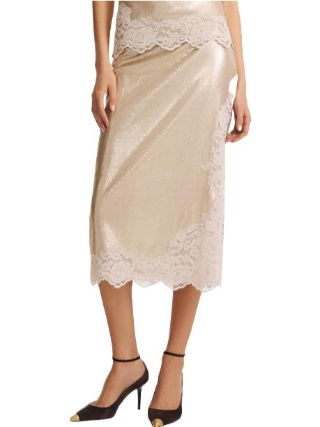 MARELLA Marella Sequin Embroidered Lace Detail Skirt
